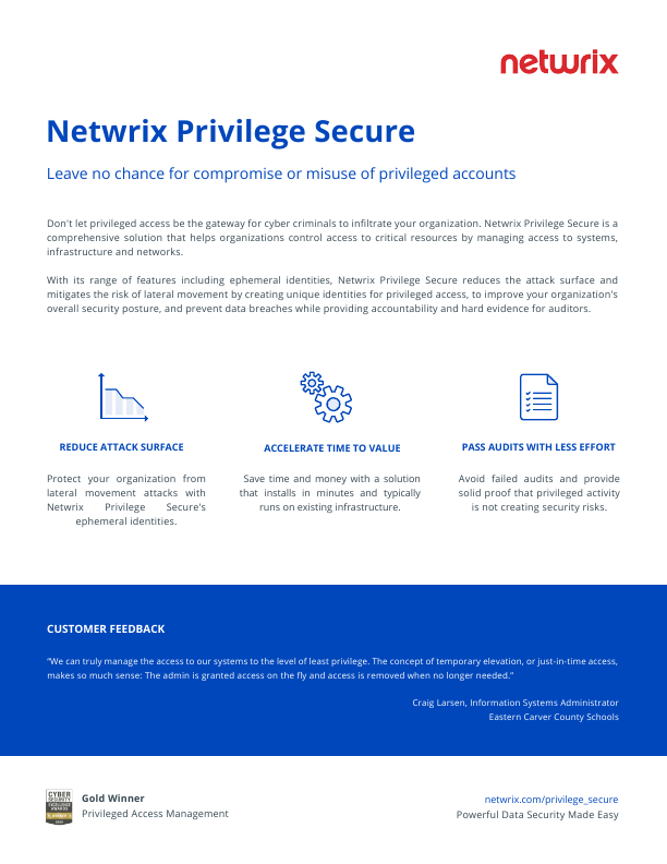 Netwrix Privilege Secure - Enable Just-in-Time Privileged Access